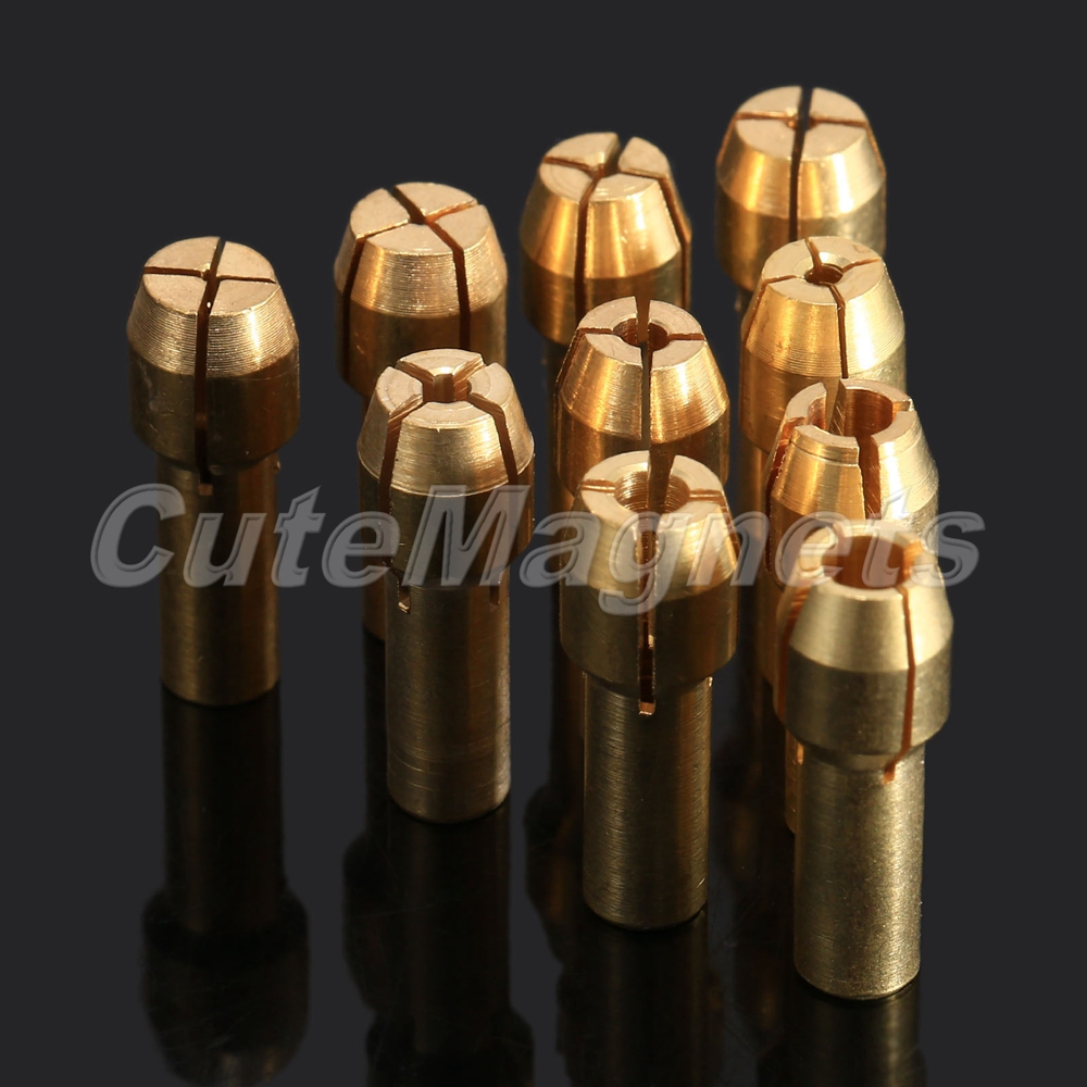 10pcs 0.5-3.2mm Brass Collets Chucks 4.3mm Shank Metalworking Power ...