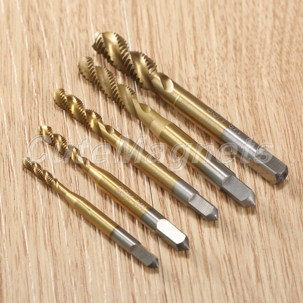 Titanium Coated M3-M8 Taper Plug Spiral Tap Tapping Drill Deburr ...
